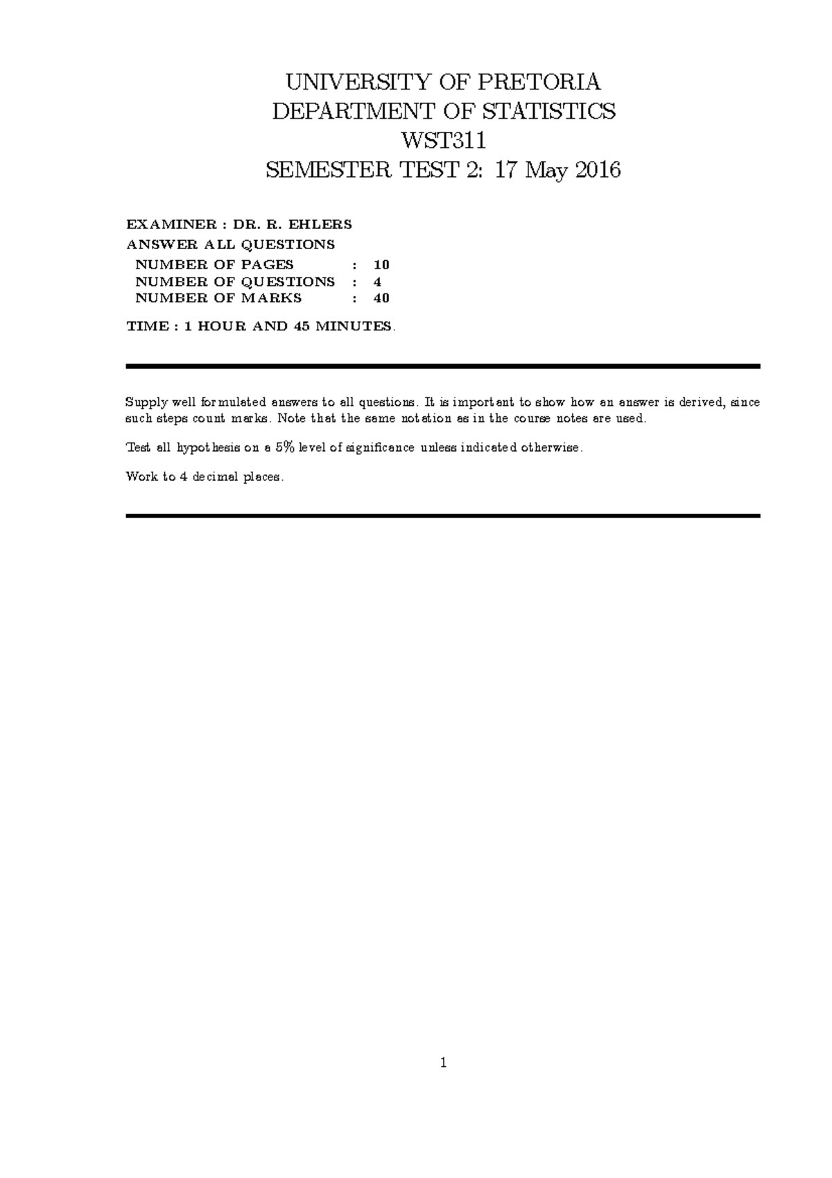 Semtest - semester test - - Studocu