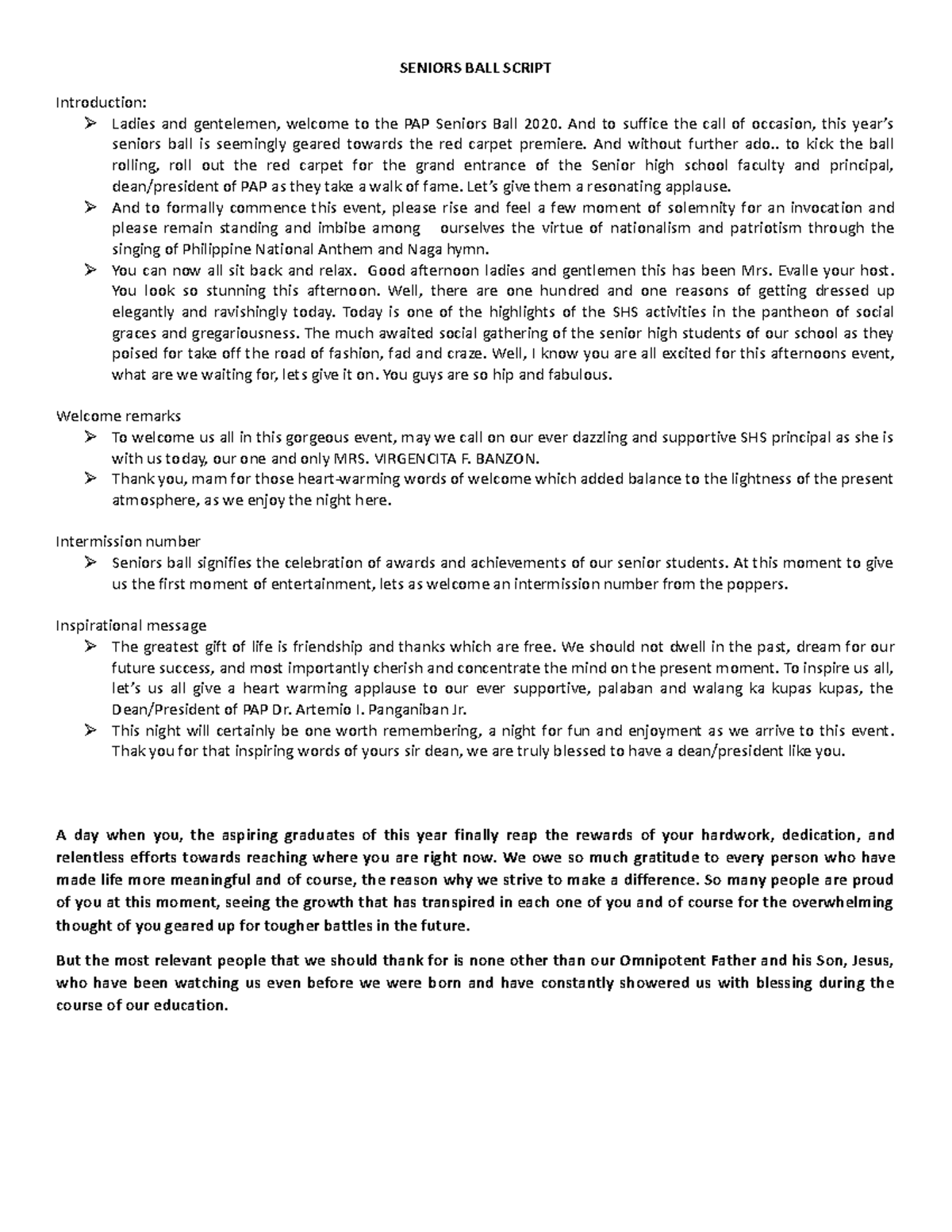 Seniors BALL Script - SENIORS BALL SCRIPT Introduction: Ladies and ...