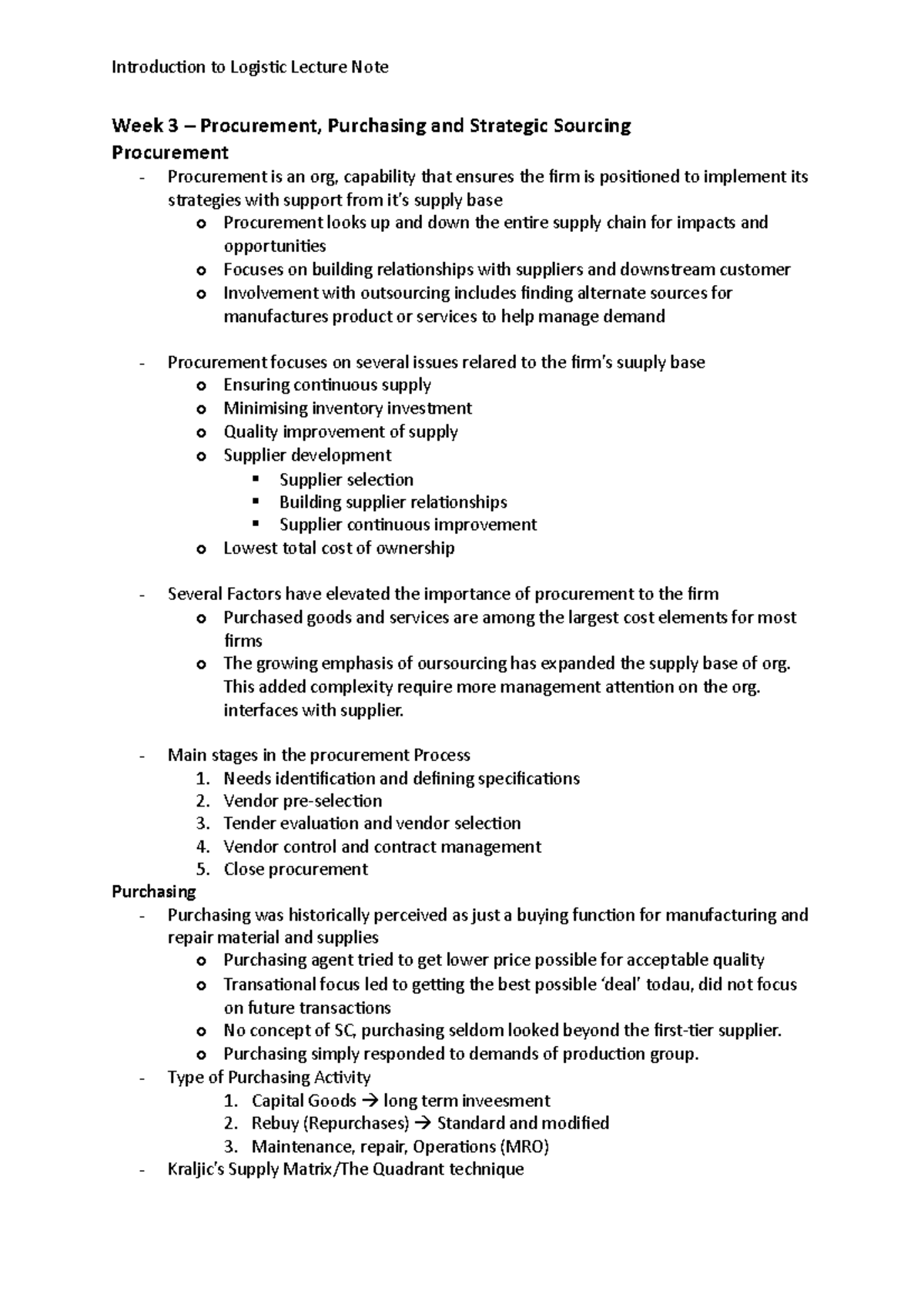 Intro to Logistic Lecture Note - OMGT1082 - RMIT University - Studocu