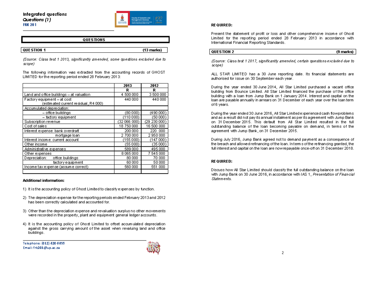 Integrated questions 1 Q 2023 two per page - Integrated questions ...