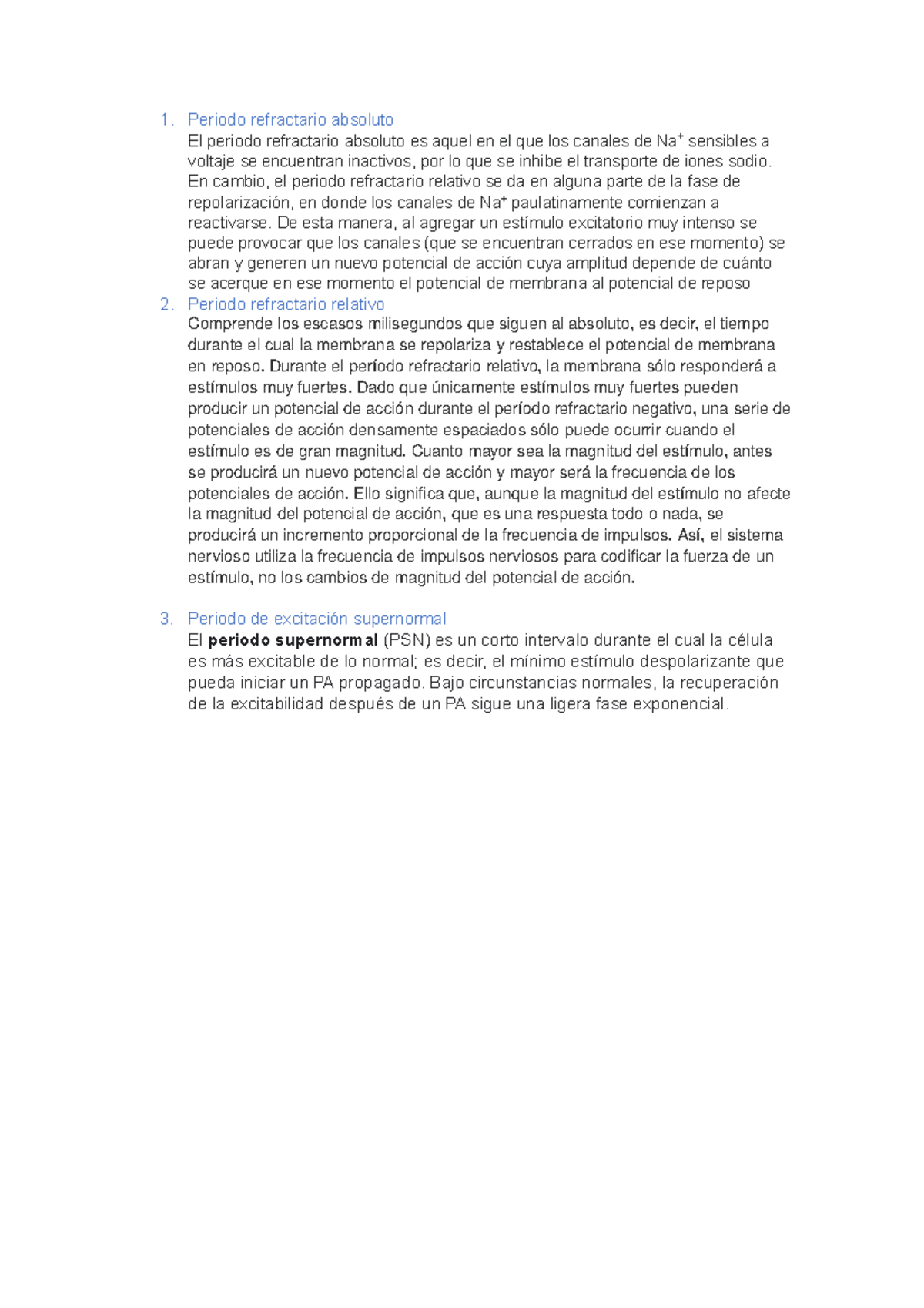 Potencial de acción - Periodo refractario absoluto El periodo ...