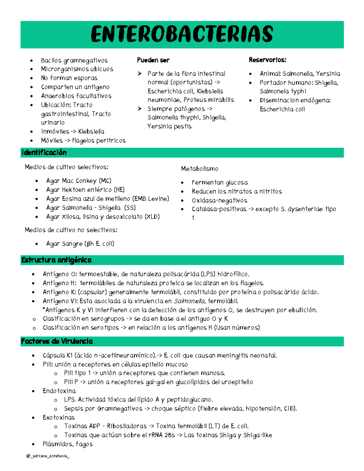 Enterobacterias - ENTEROBACTERIAS Identificación Estructura antigénica ...