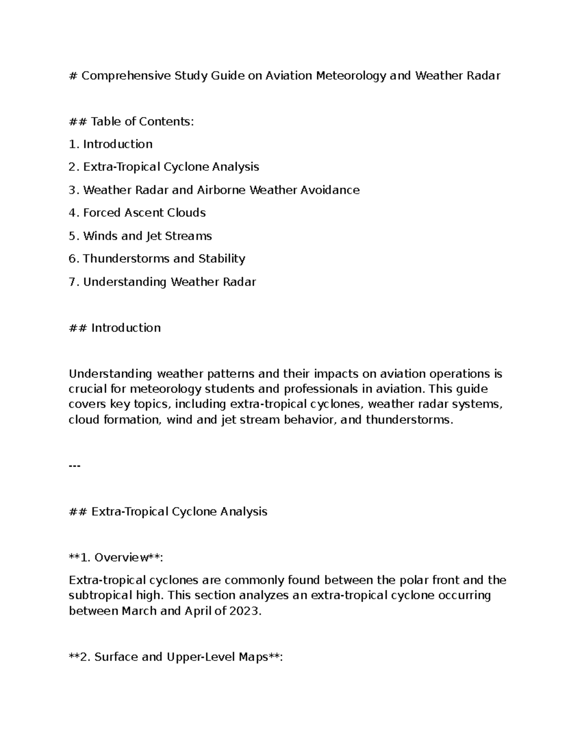 Comprehensive Study Guide on Aviation Meteorology and Weather Radar ...
