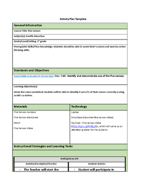 Health and PE Methods (1) (1) - A. Identify the title of a lesson plan ...