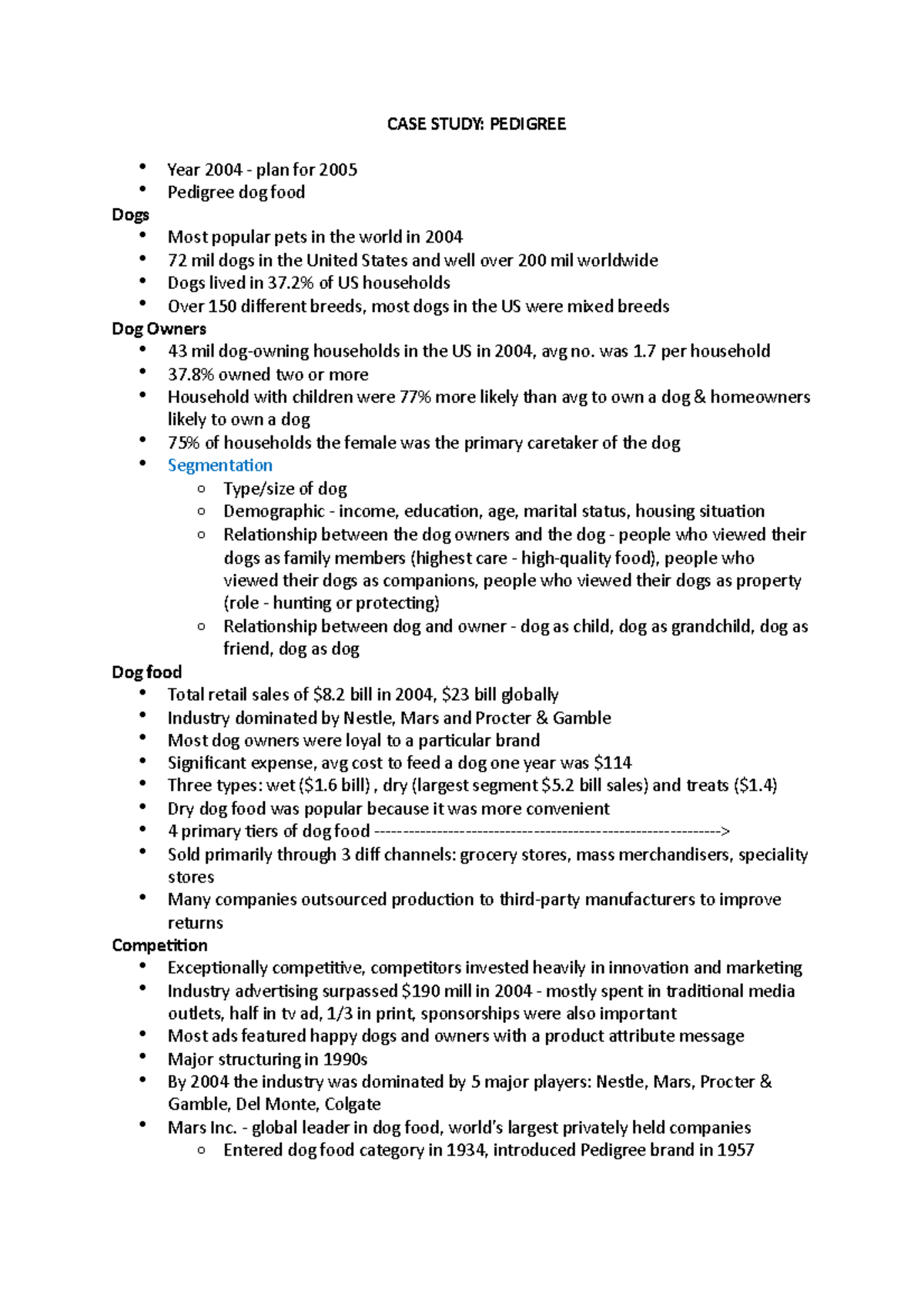 Pedigree Case Study - CASE STUDY: PEDIGREE Year 2004 - plan for 2005 ...