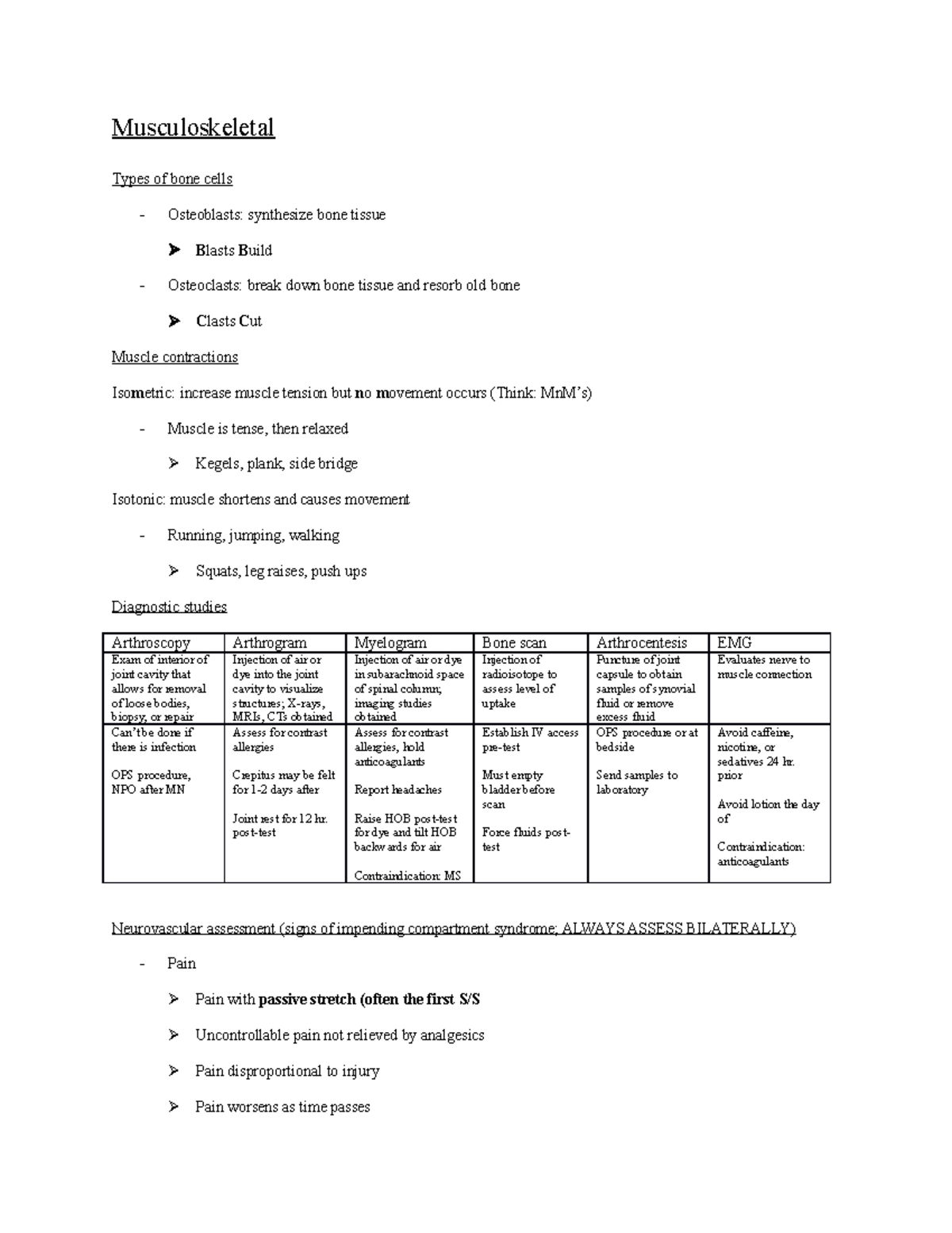 MS 2 Final Exam Study Guide - Musculoskeletal Types of bone cells ...