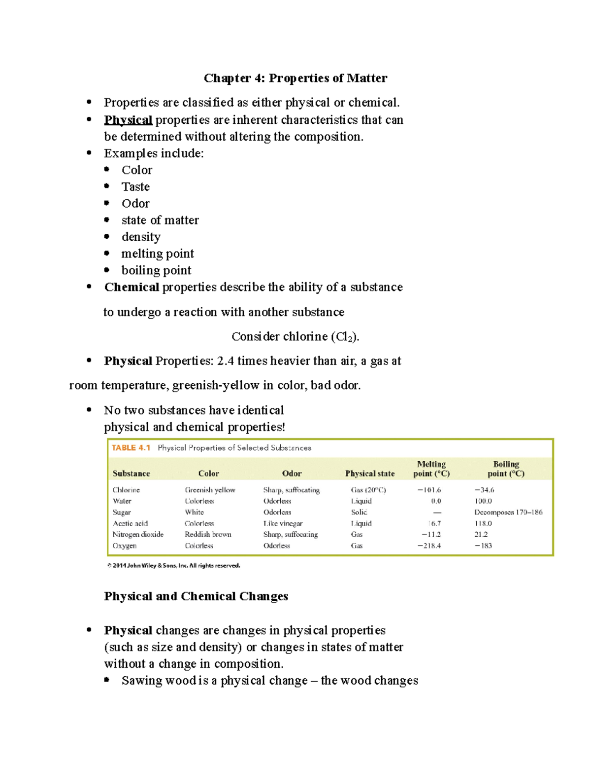 Chapter 4 - Chapter 4: Properties of Matter Properties are classified ...