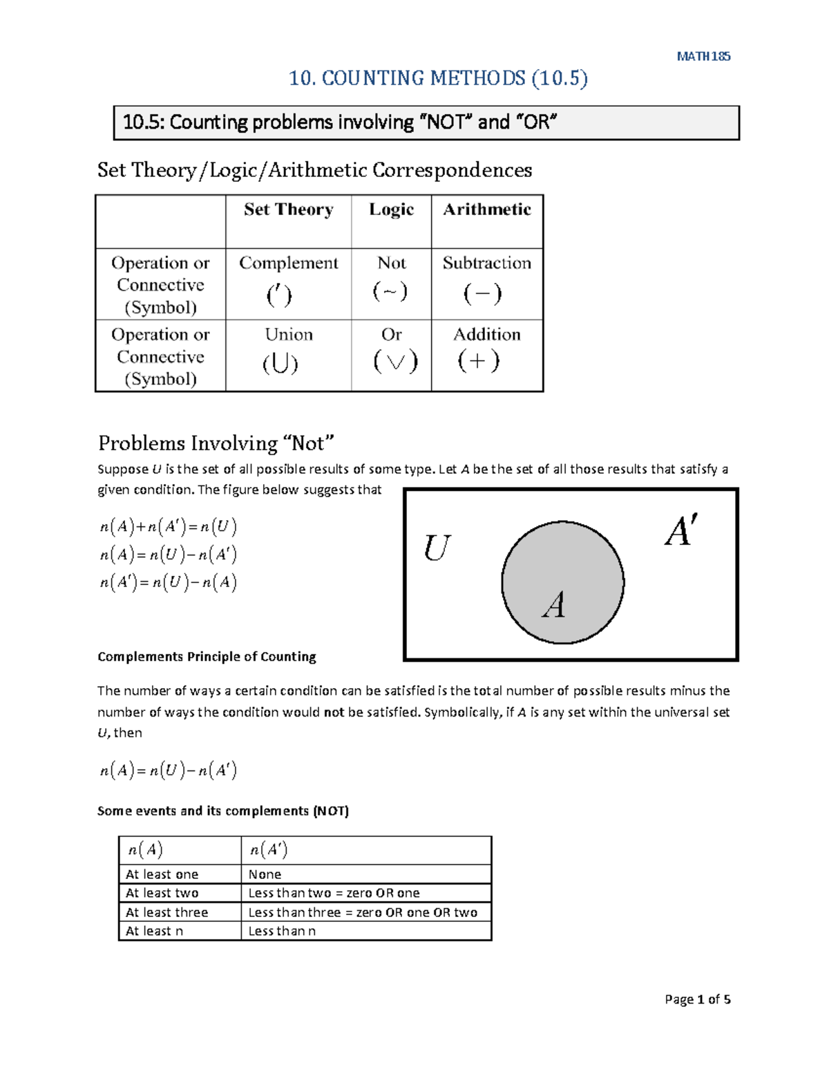 Week 7 - Chap 10 Counting Methods(10.5) - Solution - MATH185 - Centennial College - Studocu