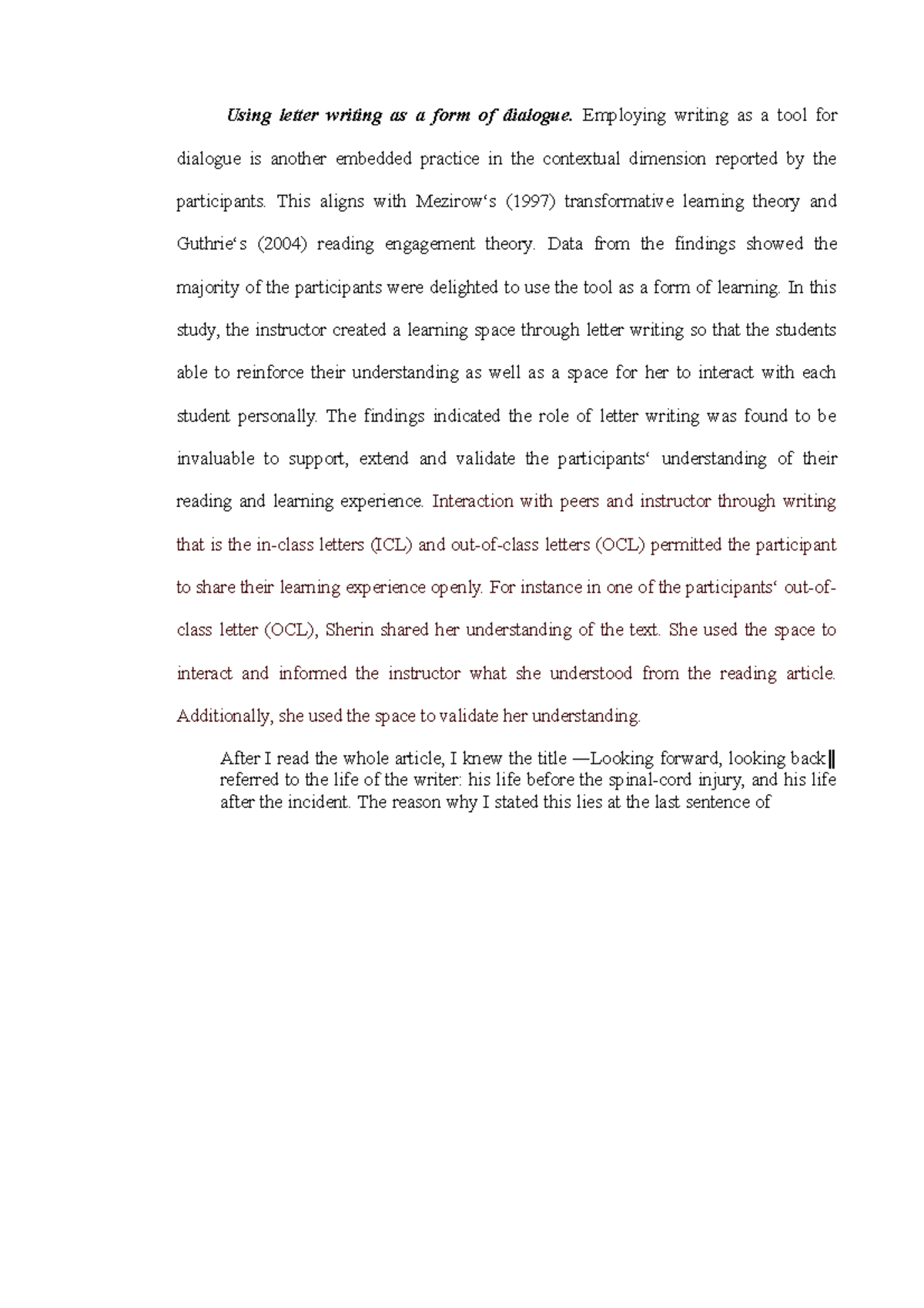 Using letter writing as a form of dialogue - Employing writing as a ...