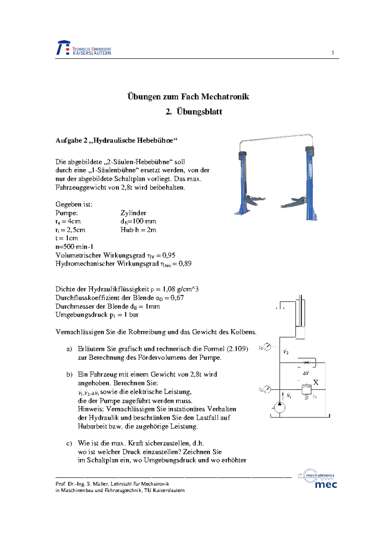 Mechatronik - Übungsblatt 2 - 1