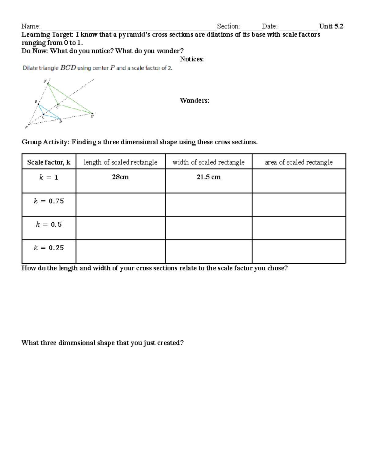 Unit 5 - Math assignments - Name ...
