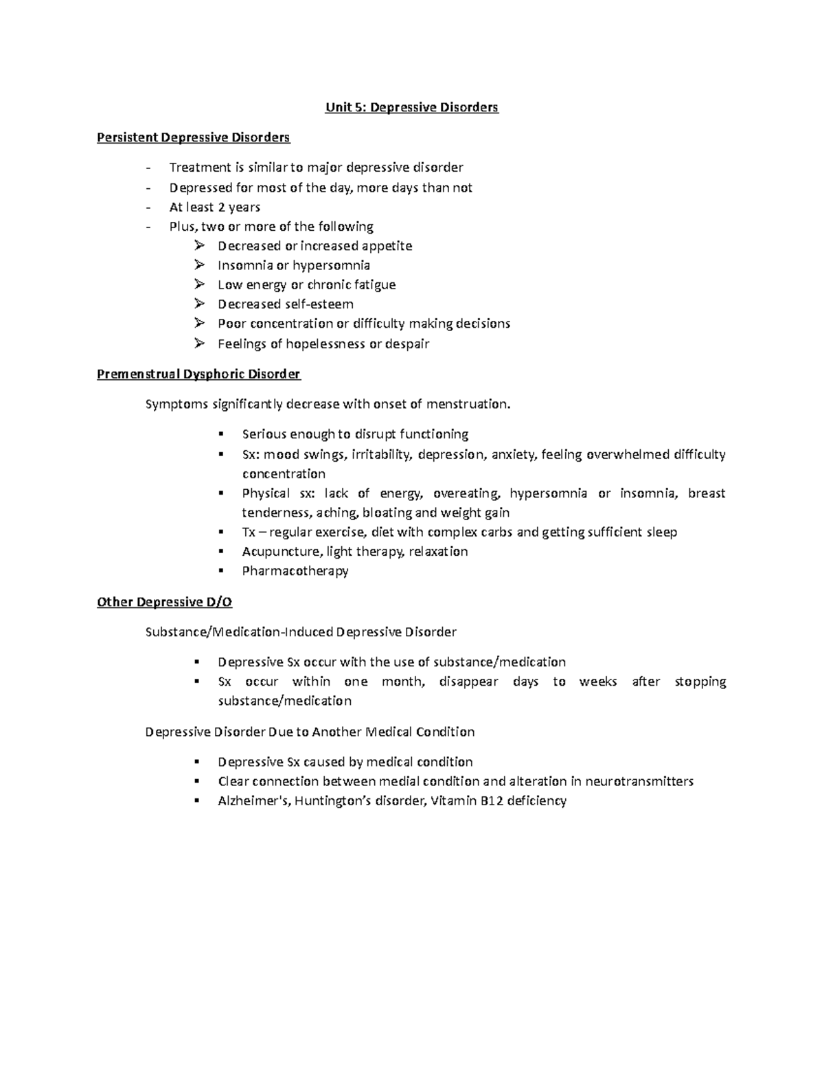 Unit 5 depressive disorders - NUR 256 - Studocu