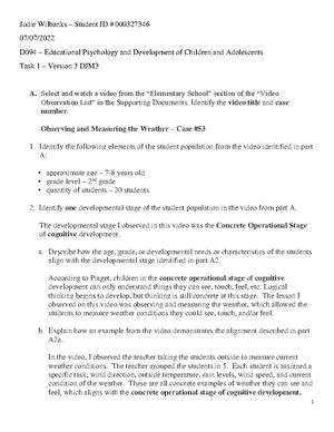 Task 1 psych d094 - Task 1 complete write out - Madison Jackson ...