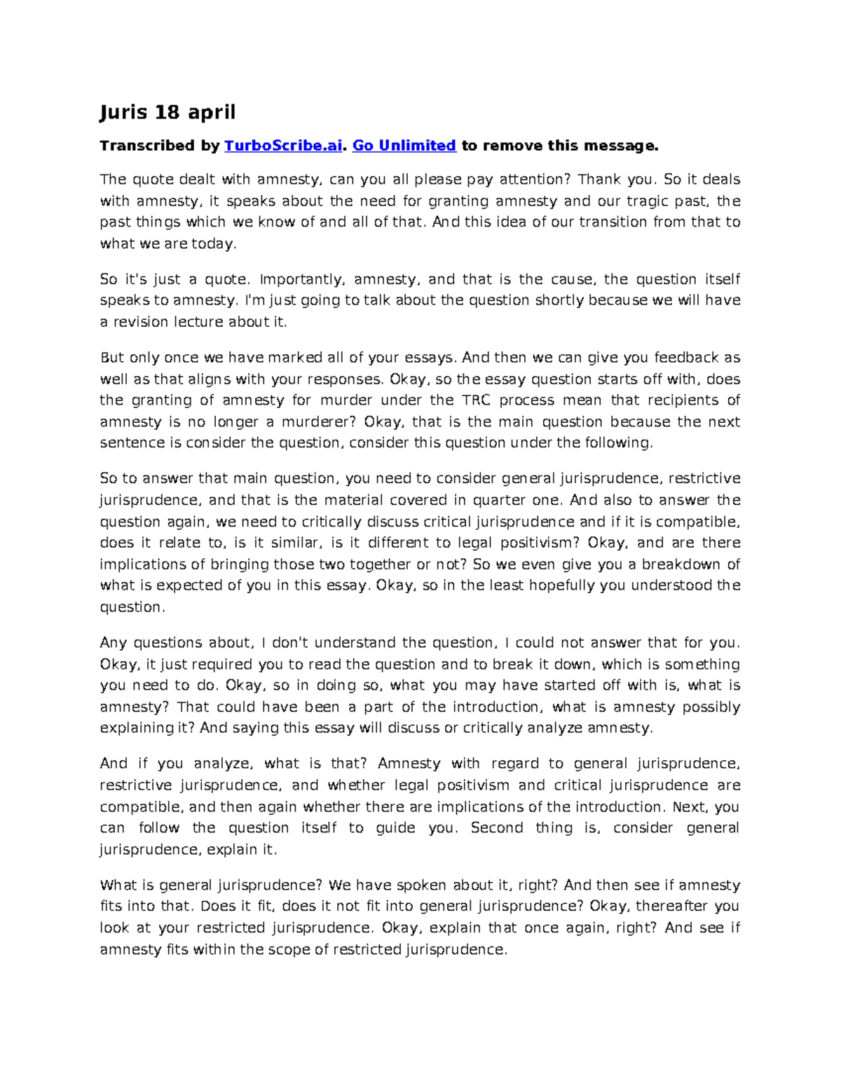 Juris 18 april - Summary of readings - Juris 18 april Transcribed by TurboScribe. Go Unlimited ...