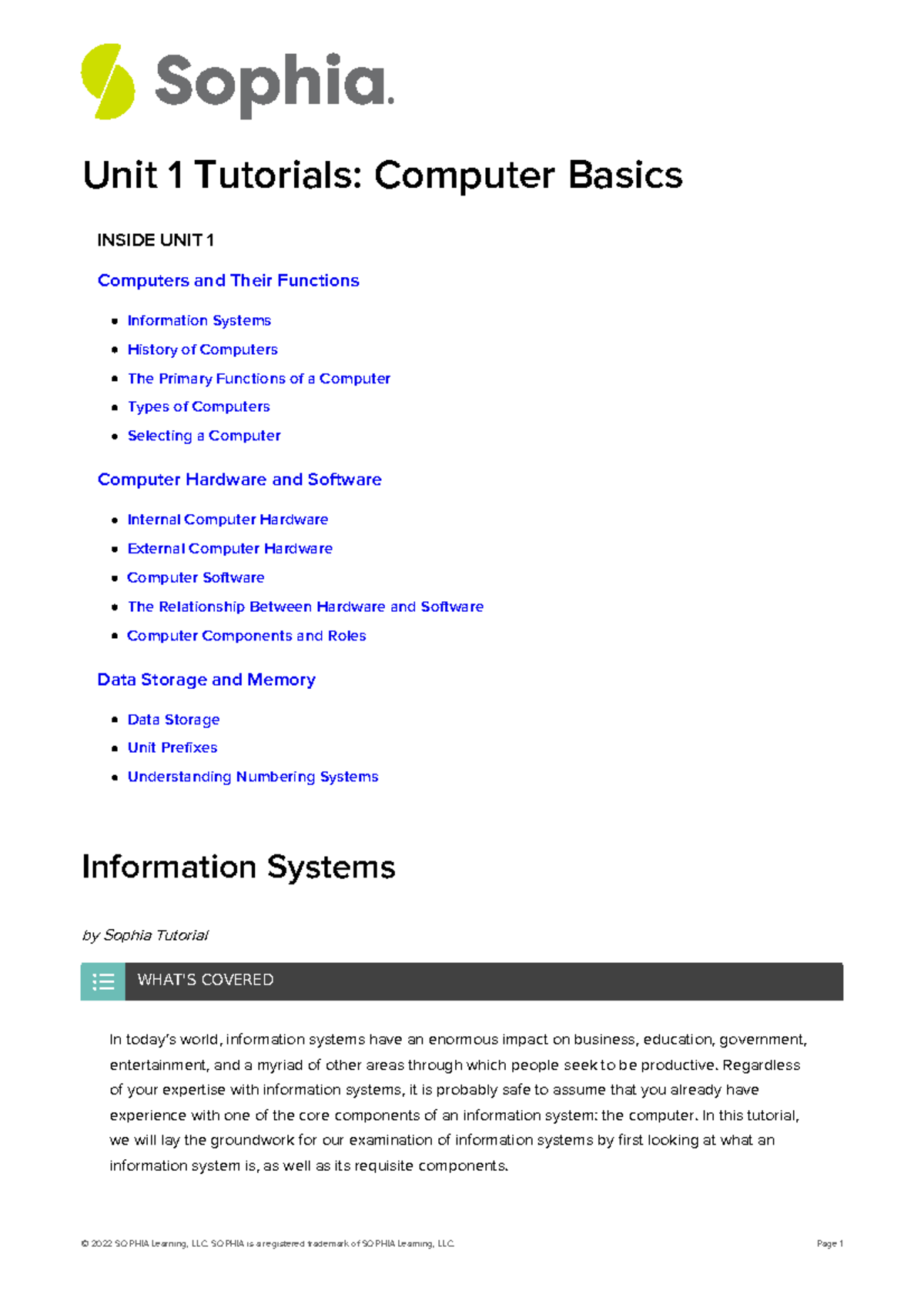 Unit 1 tutorials computer basics - Unit 1 Tutorials: Computer Basics INSIDE UNIT 1 Computers and ...