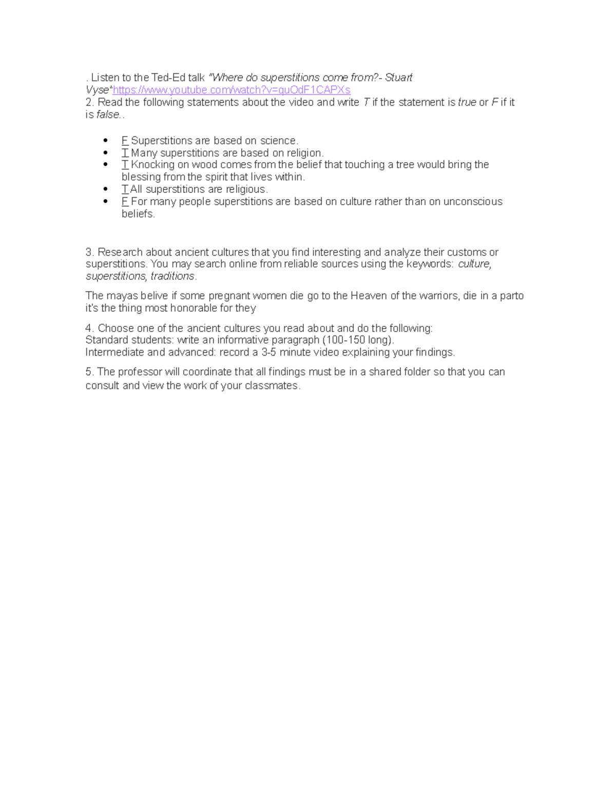 Activity 8 - Es parte de cultura global 2 - . Listen to the Ted-Ed talk ...