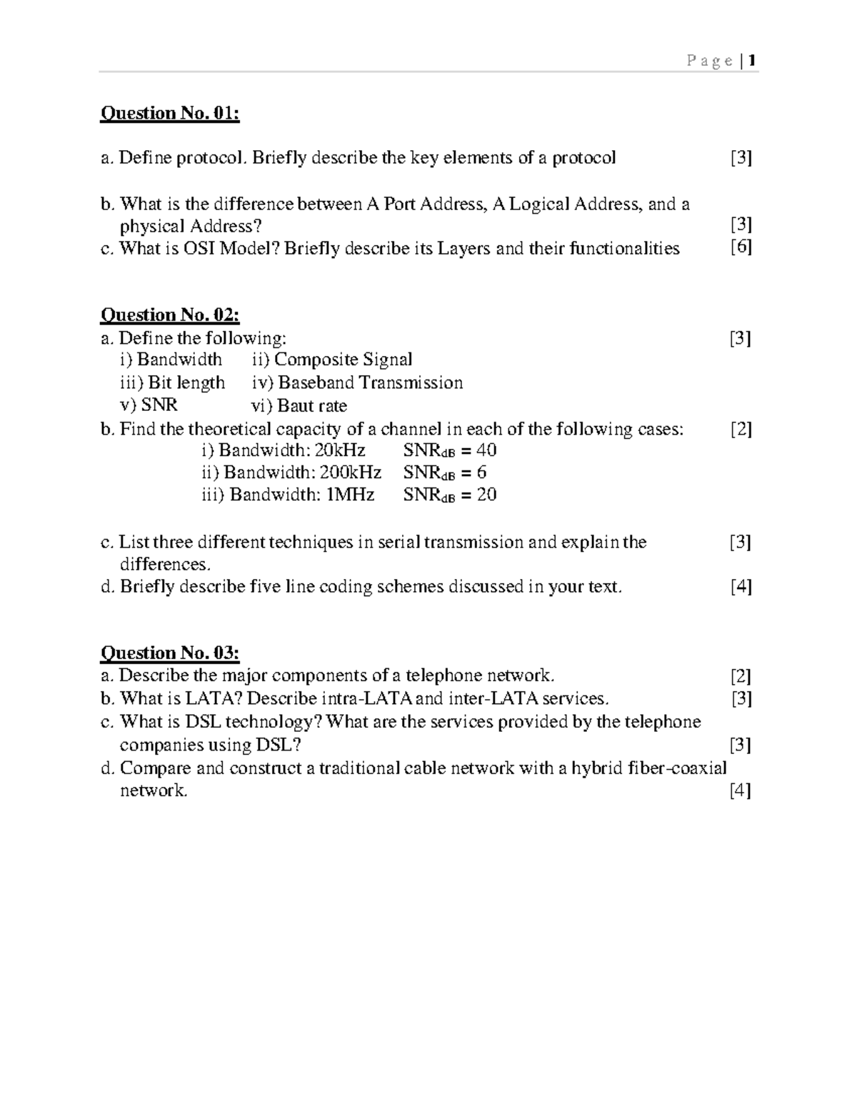 Group-1 - communication - P a g e | 1 Question No. 01: a. Define ...