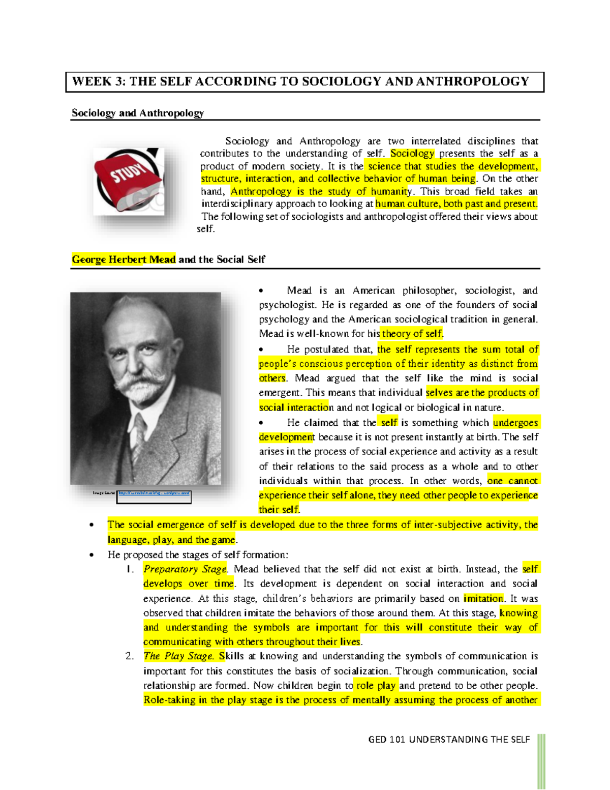 CHAPTER 3 - The Self in the Perspective of Sociology and Anthropology - WEEK 3: THE SELF ...