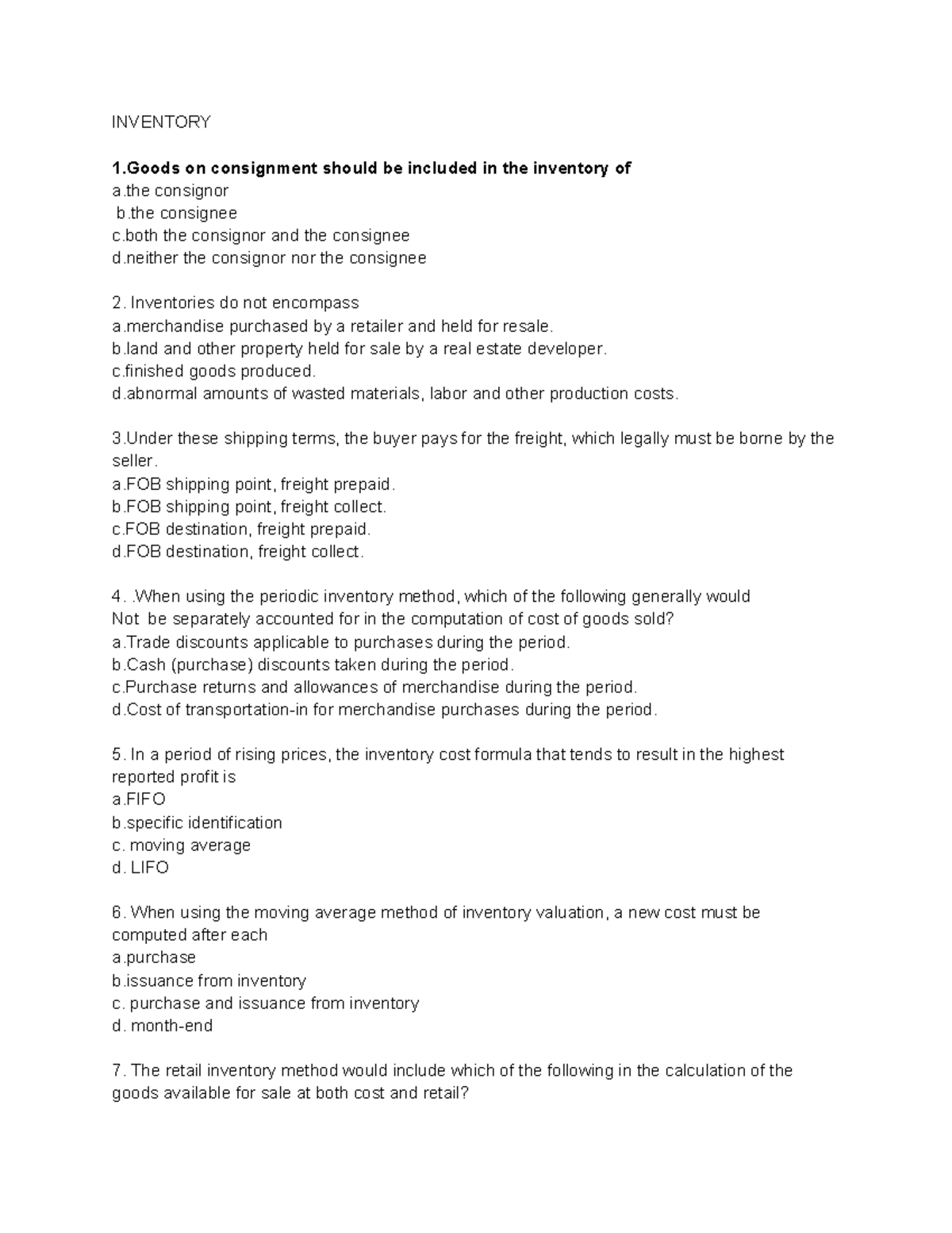 Inventory - Questions - INVENTORY 1 on consignment should be included ...