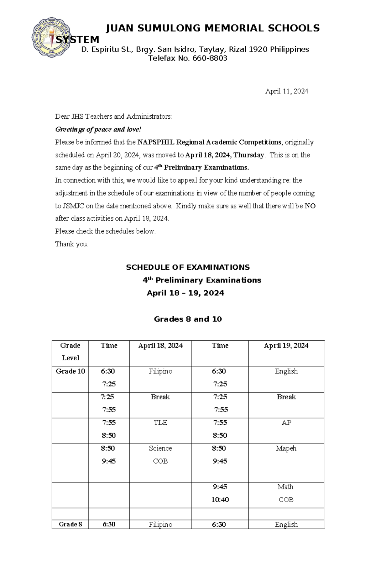Edited-Schedule-of-Exams-4th-Preliminary-Examinations - JUAN SUMULONG ...