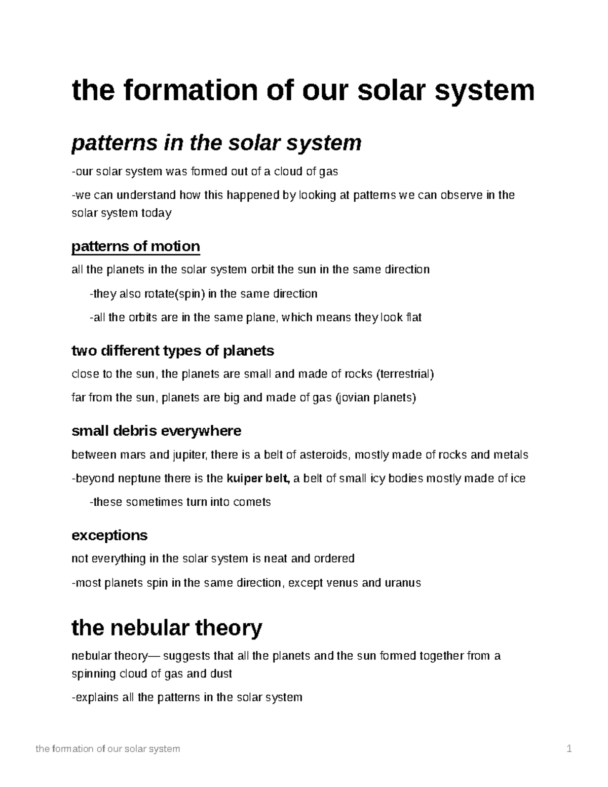 The formation of our solar system - Studocu
