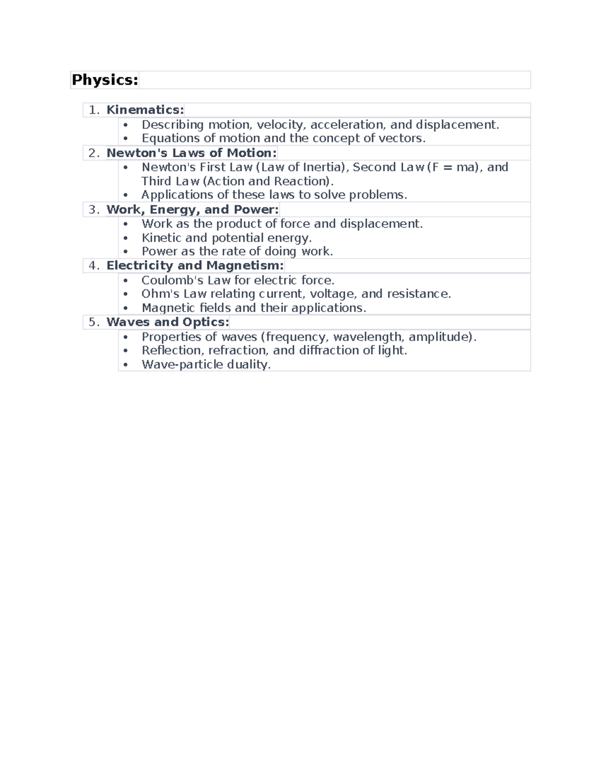 Physics - notes - Physics: 1. Kinematics: Describing motion, velocity ...