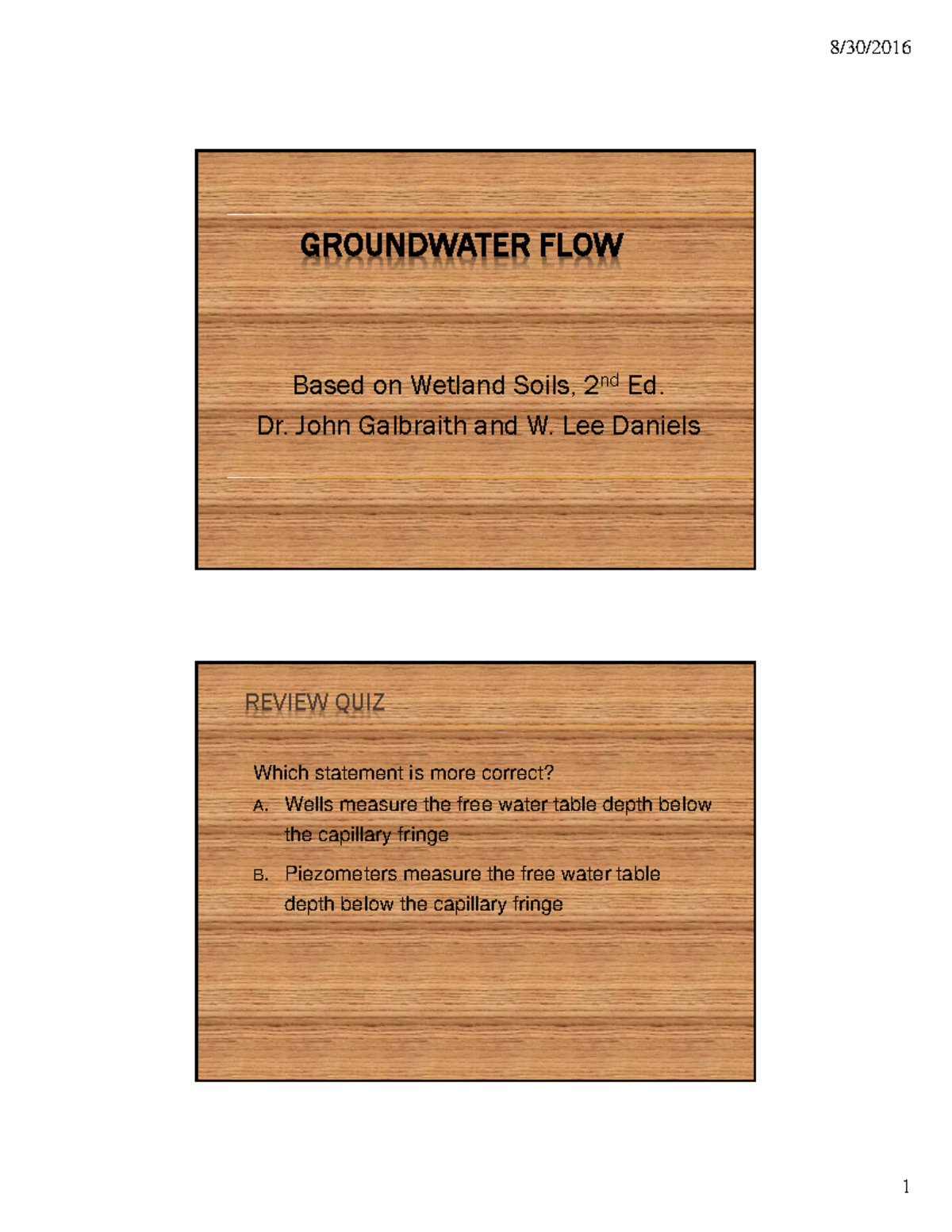Ch 3 Groundwater Flow 2016 C2 - GROUNDWATER FLOW Based on Wetland Soils ...