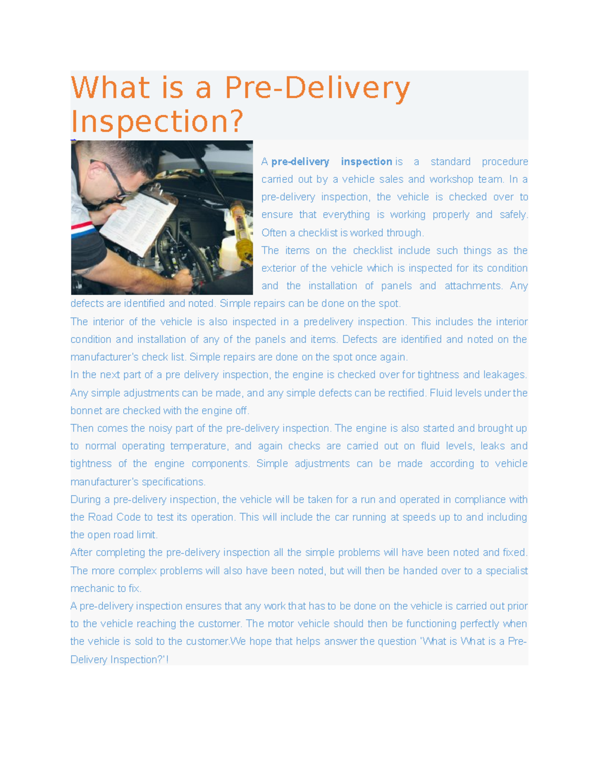 What is a Pre - pre delivery inspection - What is a Pre-Delivery ...