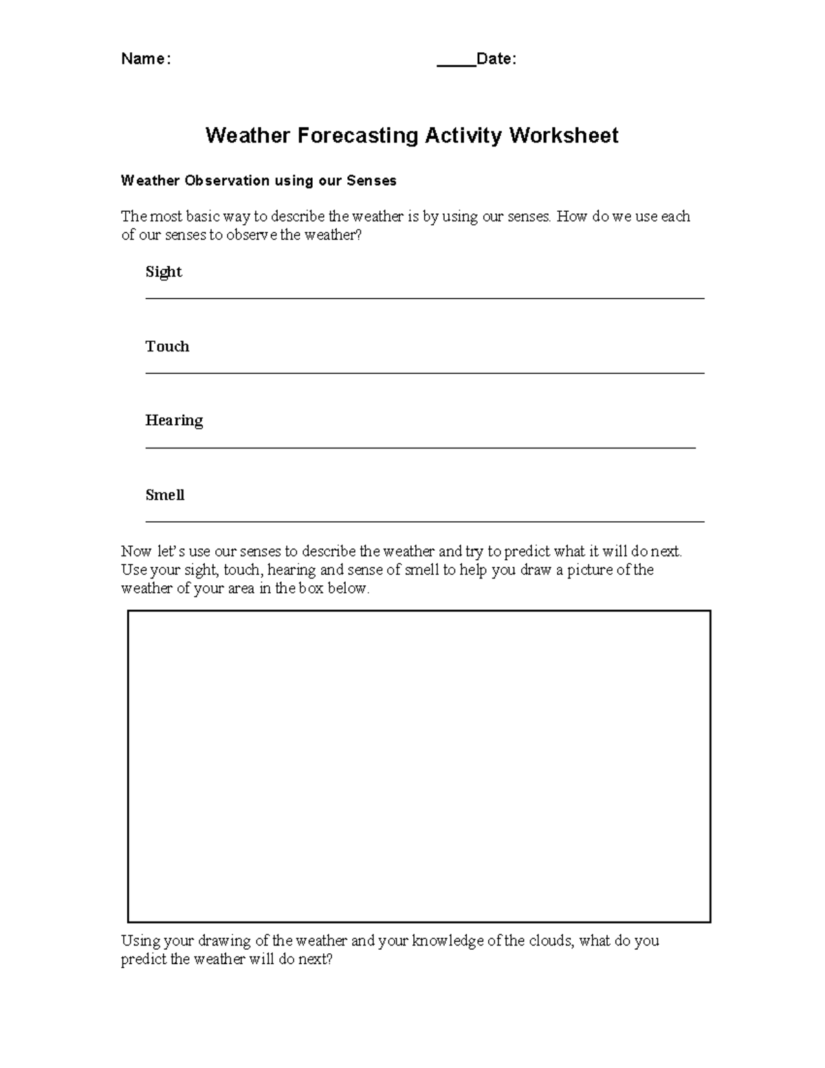 Weather-Forecast-Activity - Name: _____Date: Weather Forecasting ...