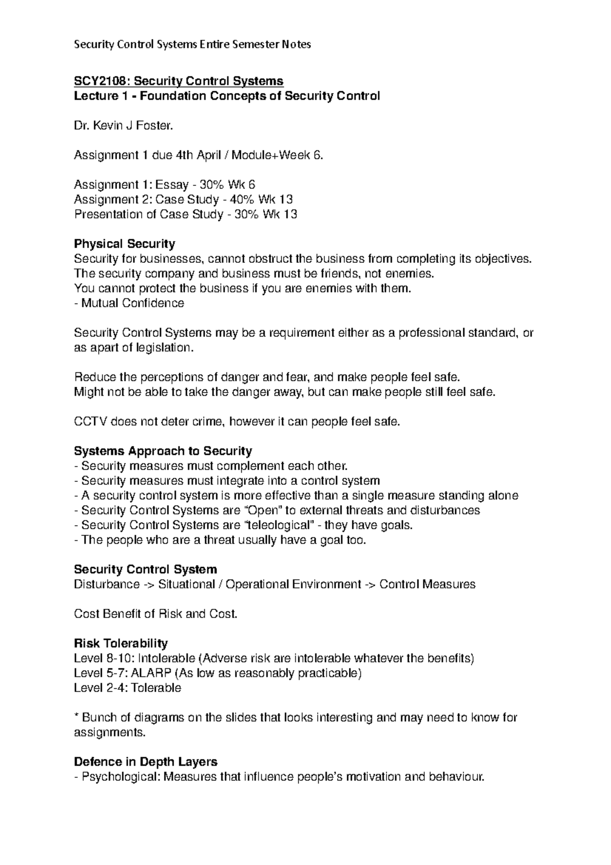 Security Control Systems Notes - SCY2108: Security Control Systems ...