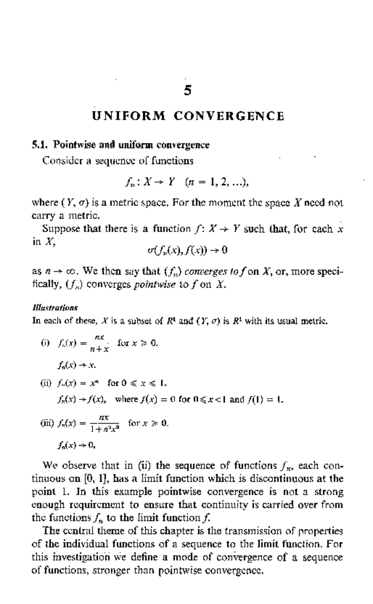 Burkill - Chapter 5 - ~5 UNIFORM CONVERGENCE 5. Pointwise and uniform ...