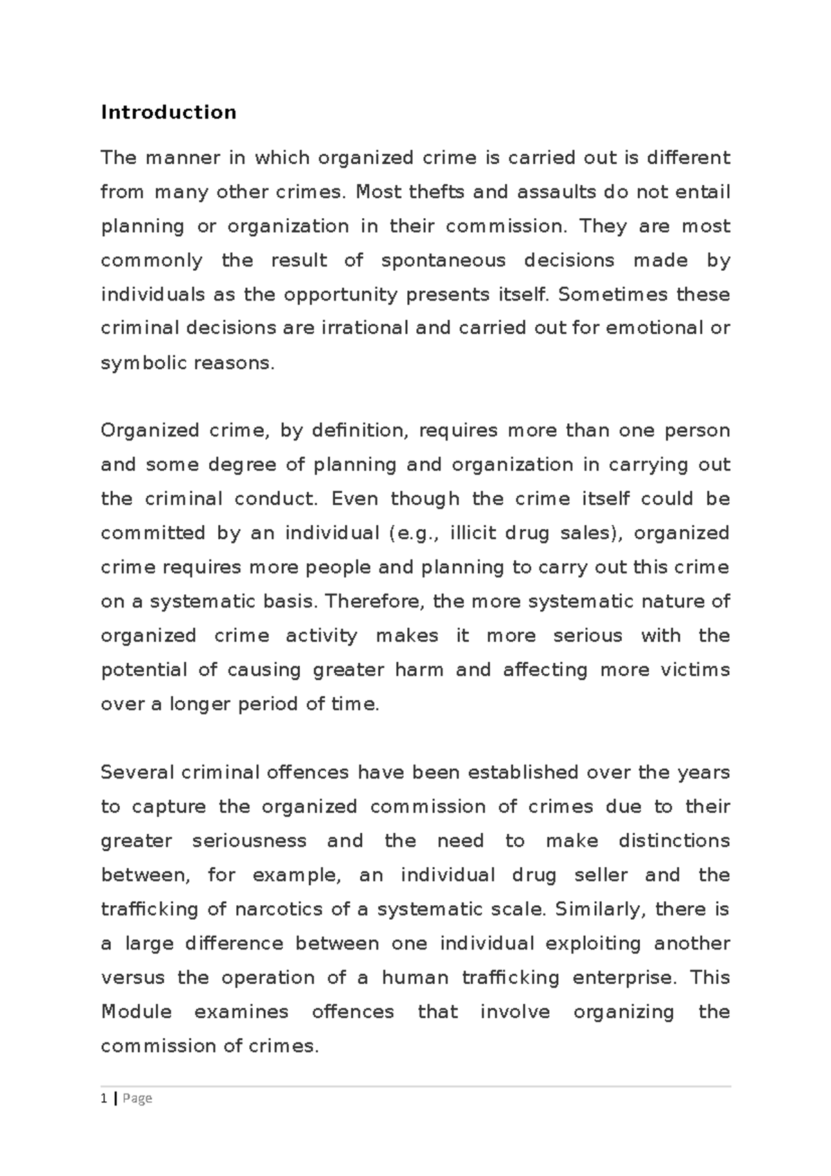 Module 8 - Organizing the Commission of Crimes - Introduction The ...