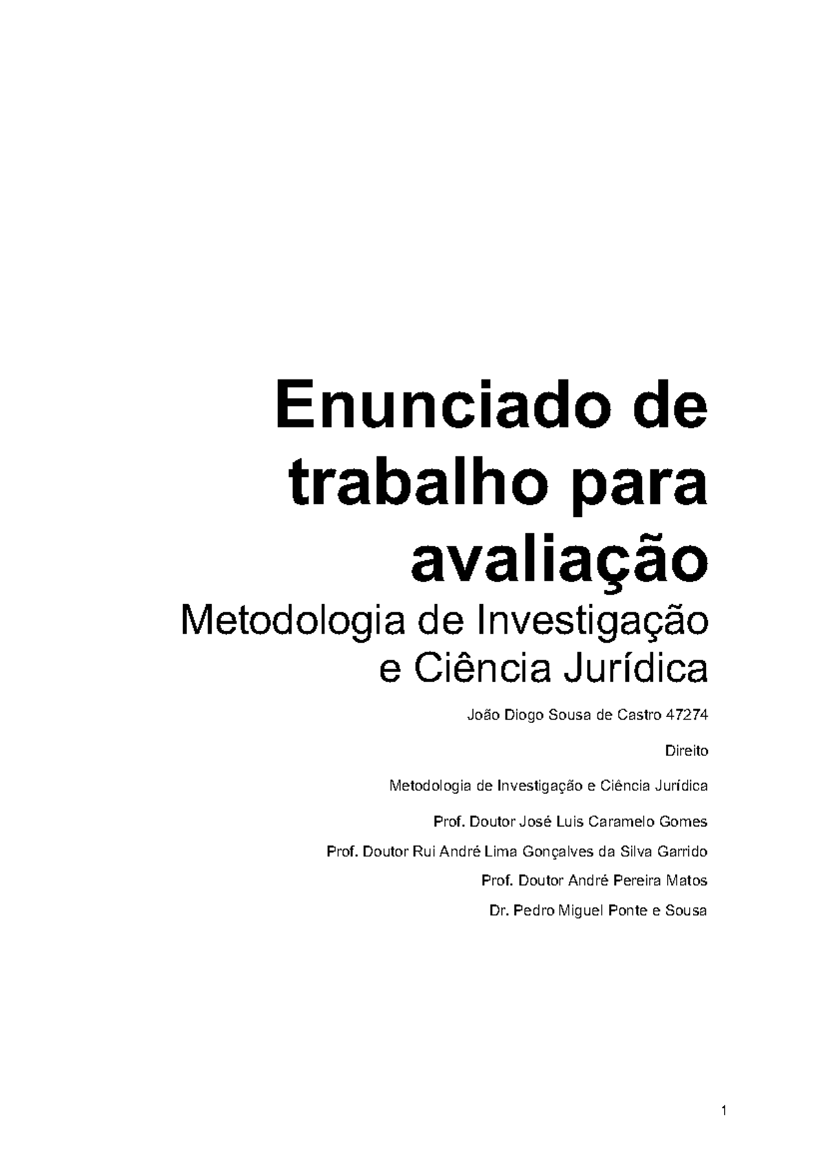 Trabalho Final MICJ - Enunciado de trabalho para avaliação Metodologia ...