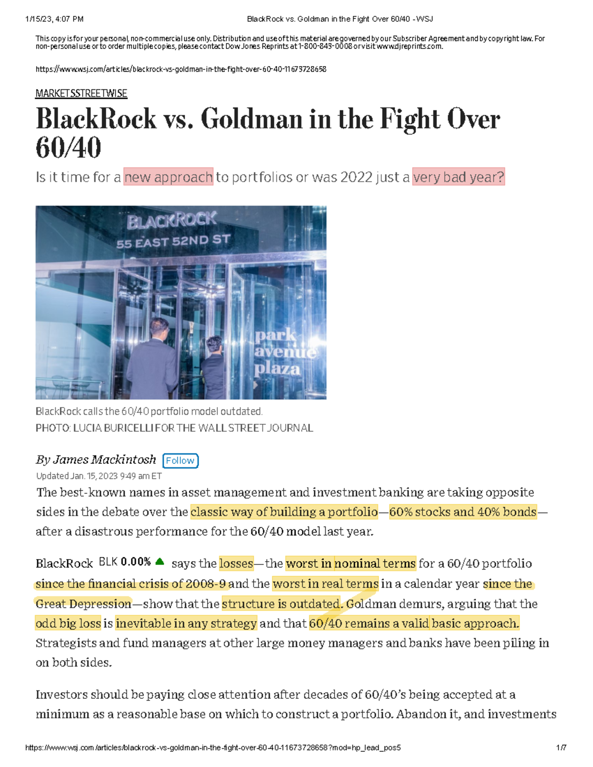Week+12+WSJ+20230115+Black Rock+vs - This copy is for your personal ...