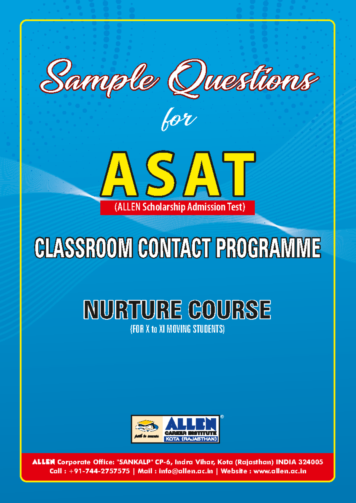 ASAT Nurture Sample Paper - ® ALLENCorporate Office: "SANKALP" CP-6 ...