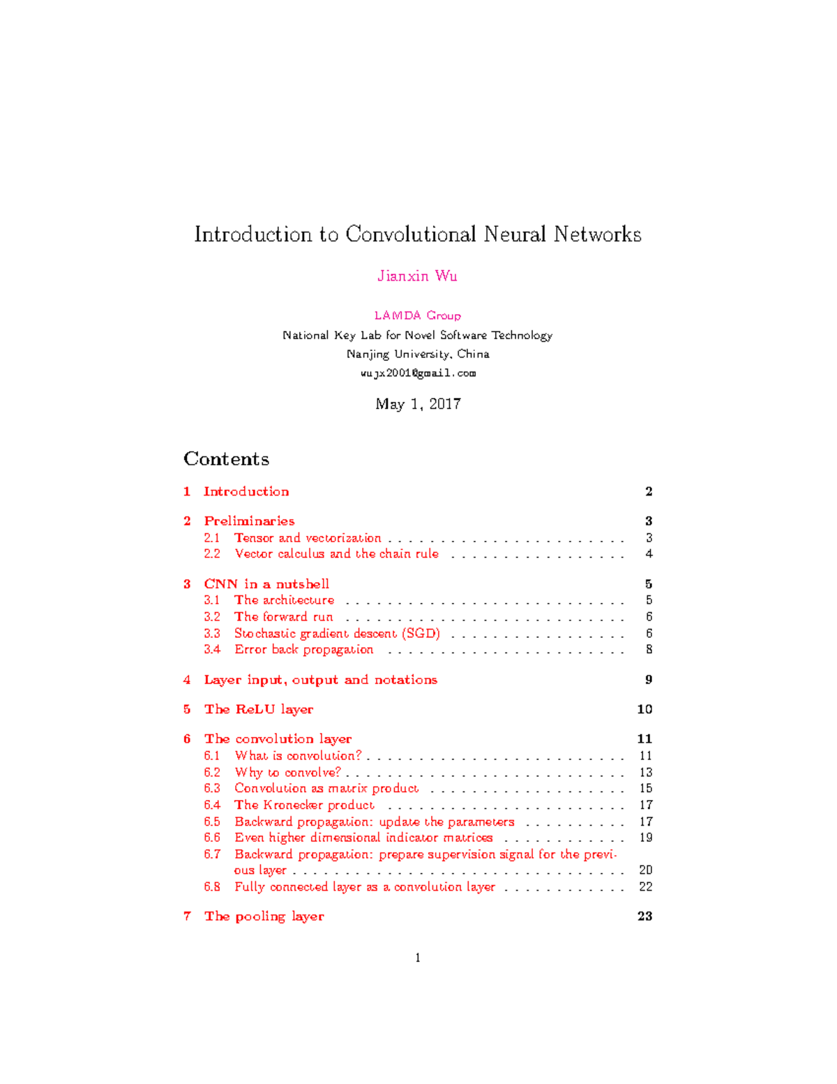 CNN - Introduction to Convolutional Neural Networks Jianxin Wu LAMDA ...
