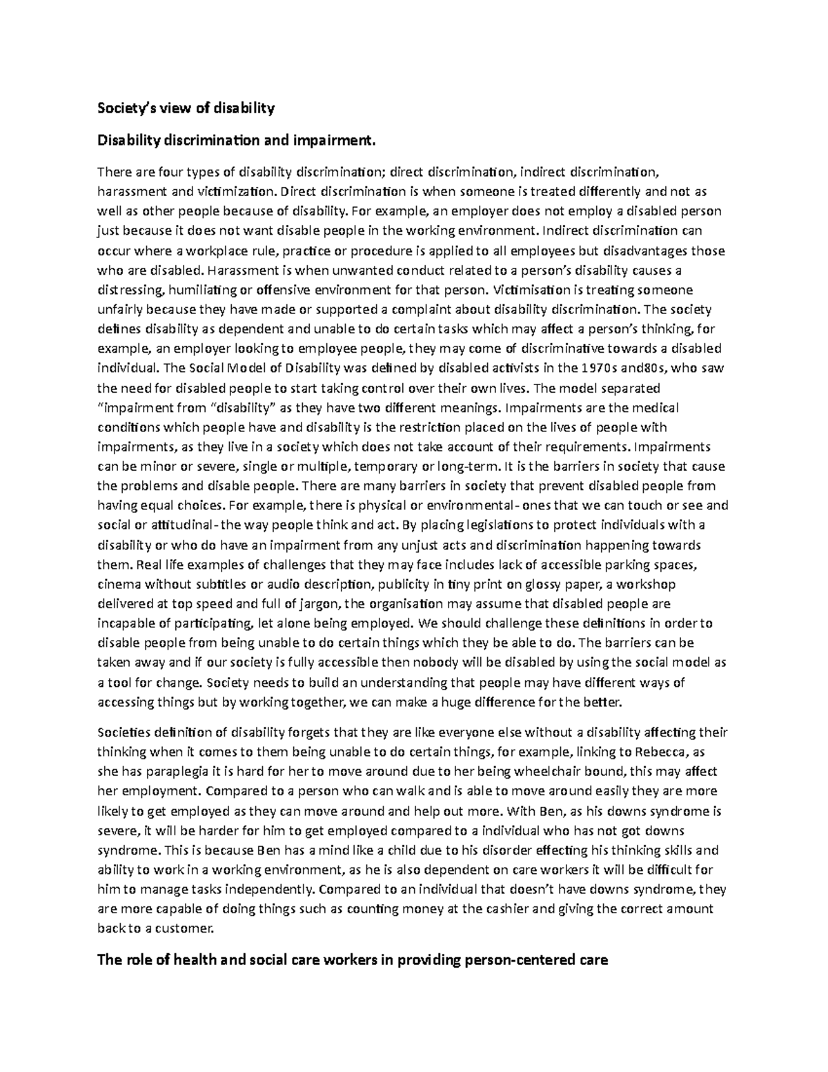 Societys View of Disability - Society’s view of disability Disability ...
