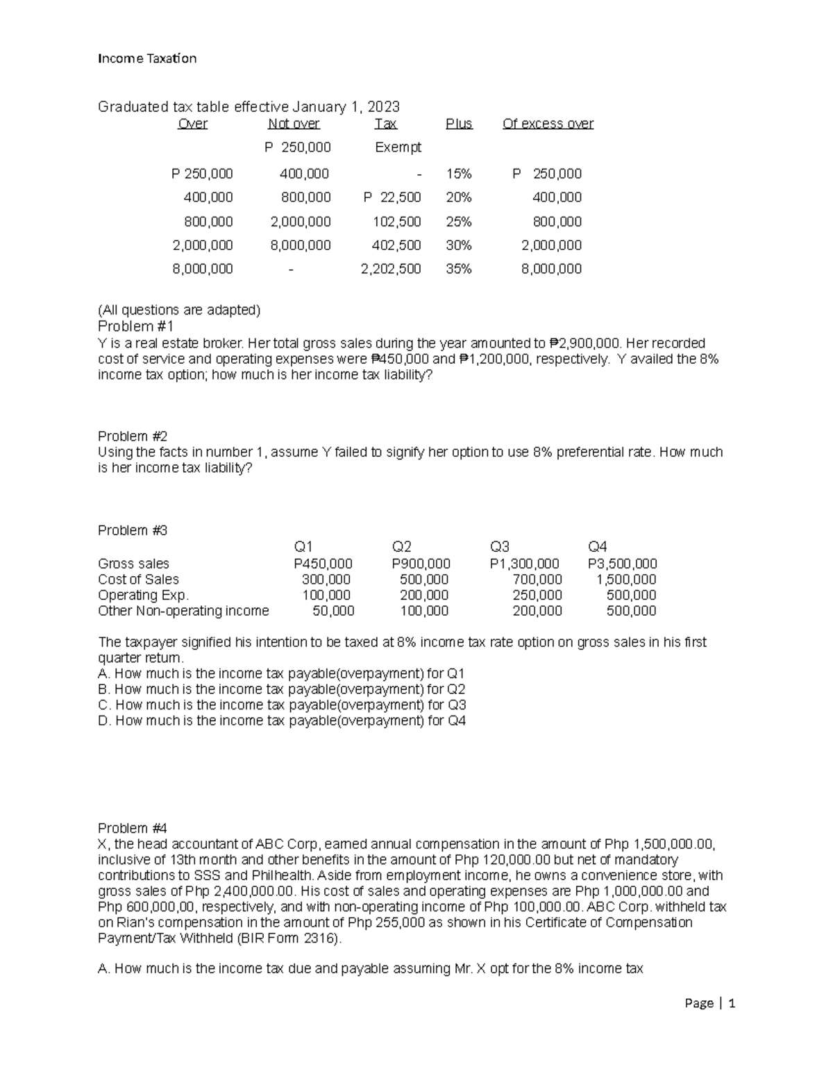 Income-tax-seminar - Income tax seminar practice materials - Graduated ...