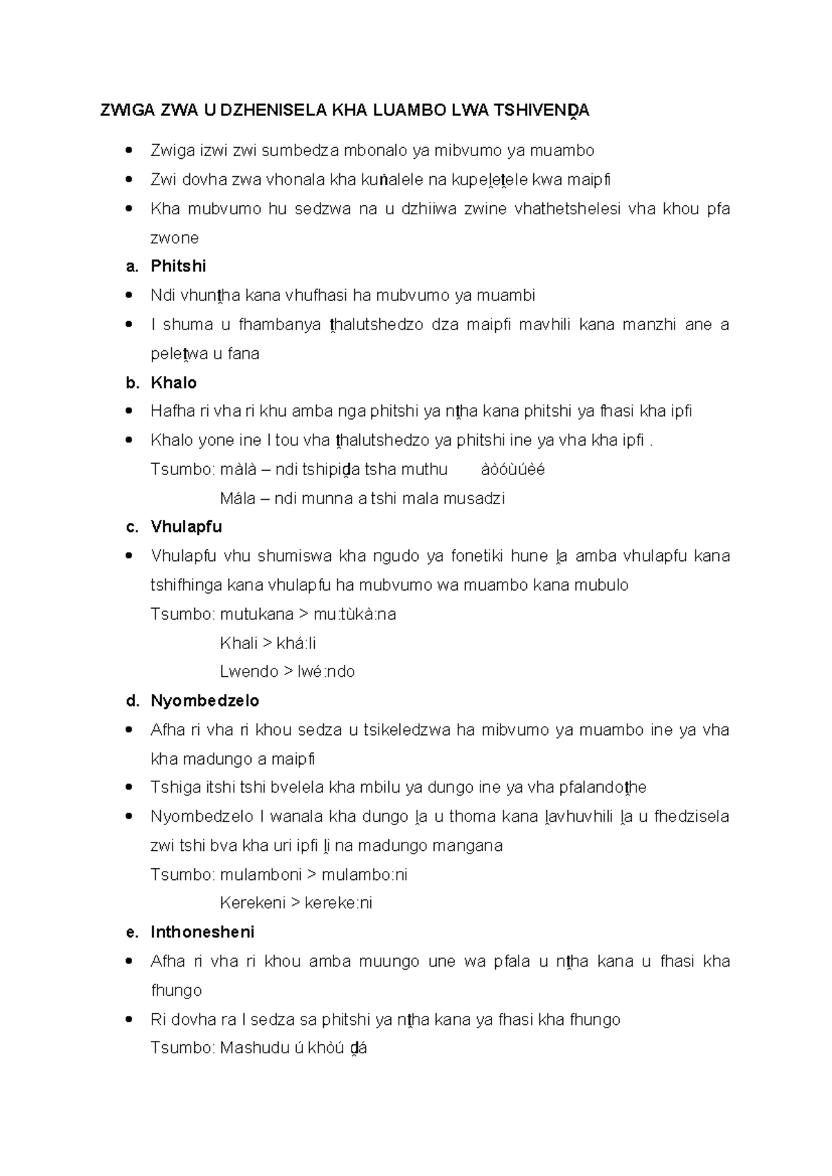 Zwiga ZWA U Dzhenisela KHA Luambo LWA Tshivená¸’A - ZWIGA ZWA U ...