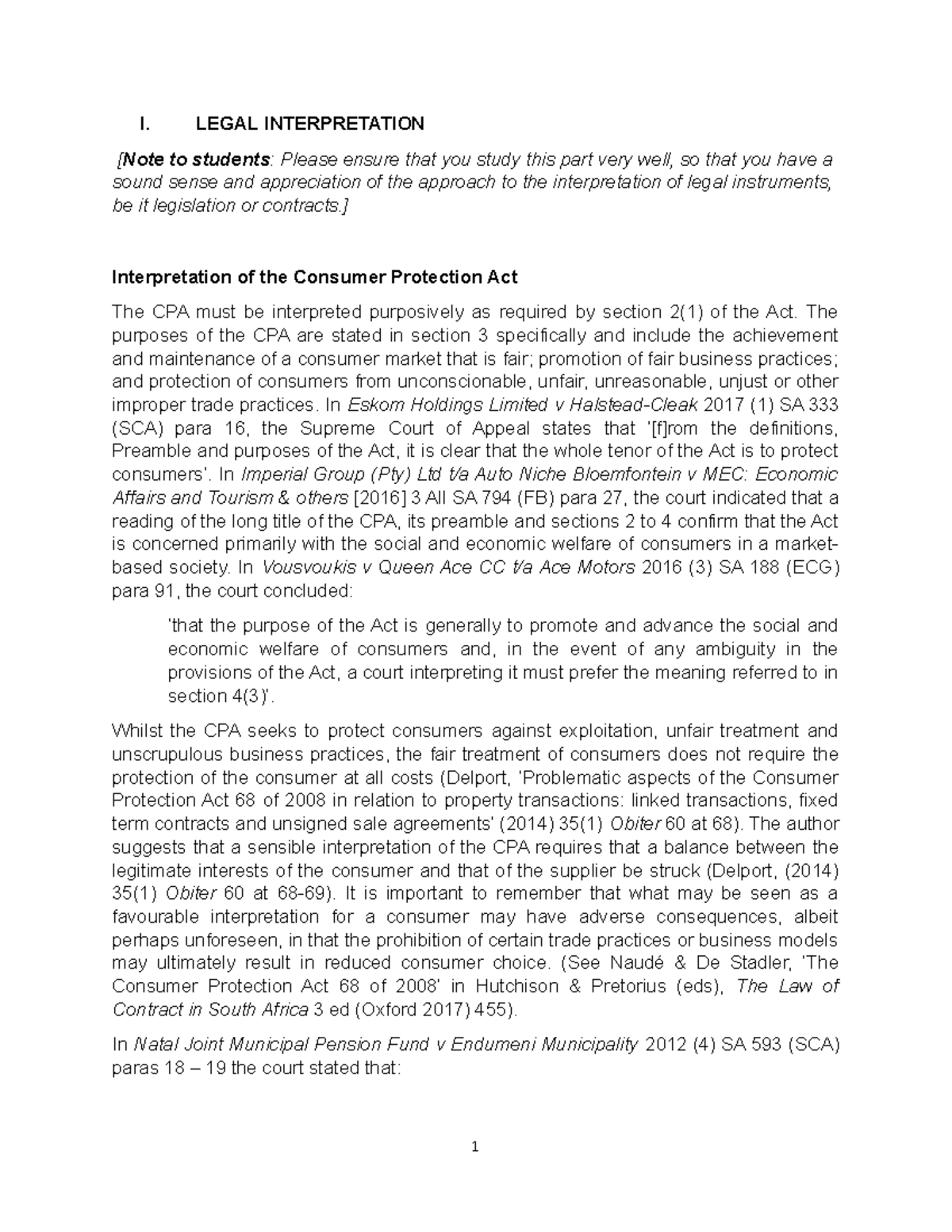 The interpretation of various legal instruments - JCLV402 - Mandela ...