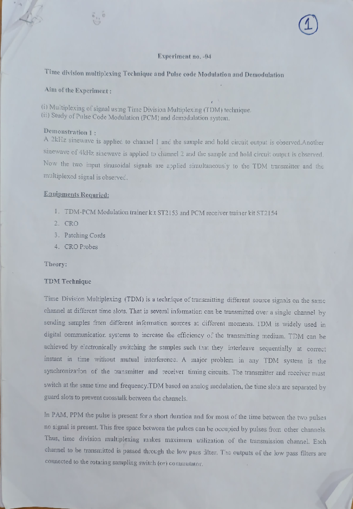 Time division multiplexing - Time division multiplexingTechnique and Pulse code Modulation and ...