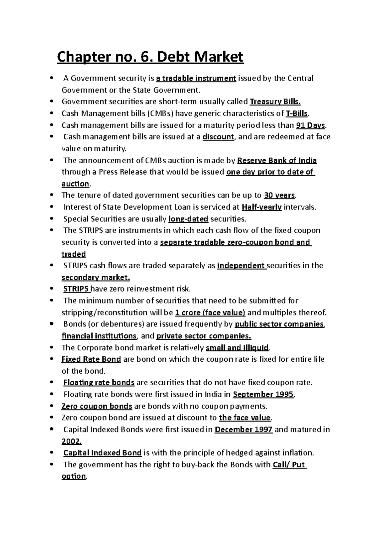 Chapt 6 Fmo Enjoy Chapter No 6 Debt Market A Government Security Is A Tradable Instrument