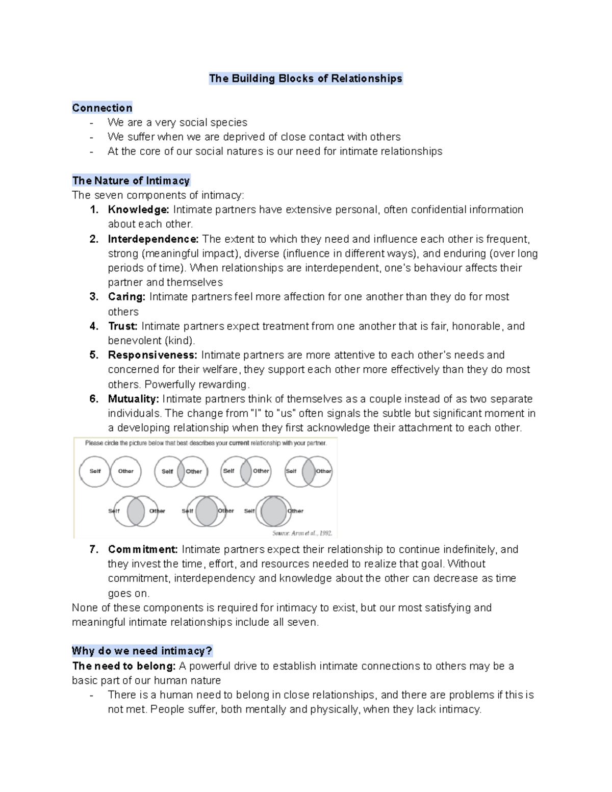 Close Relationships Midterm - The Building Blocks of Relationships ...