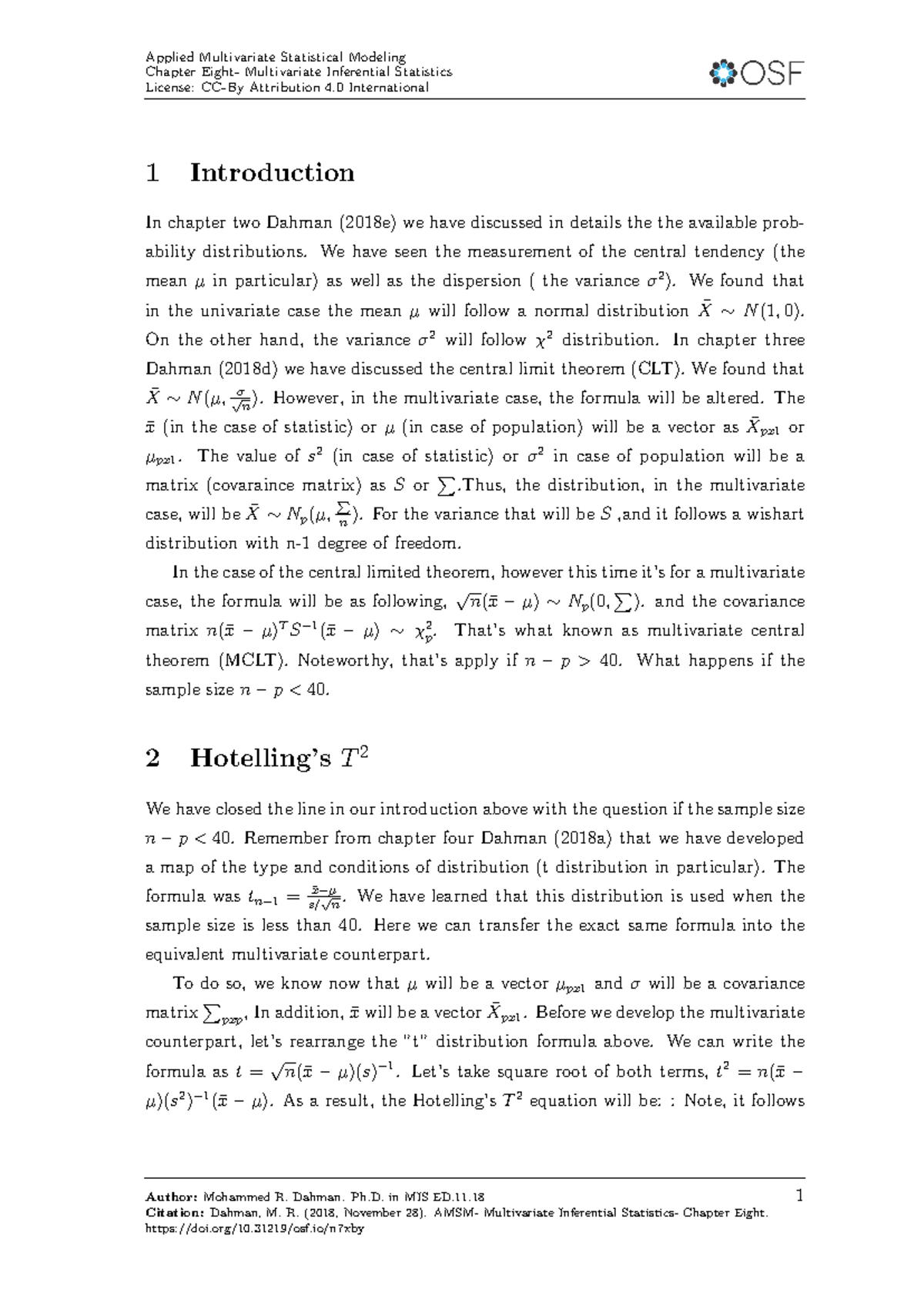 AMSM- Multivariate Inferential Statistics- Chapter Eight - Chapter Eight- Multivariate ...