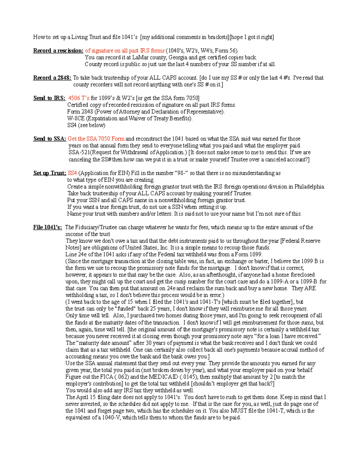 140883574 How 2 Setup Trust - How to set up a Living Trust and file ...