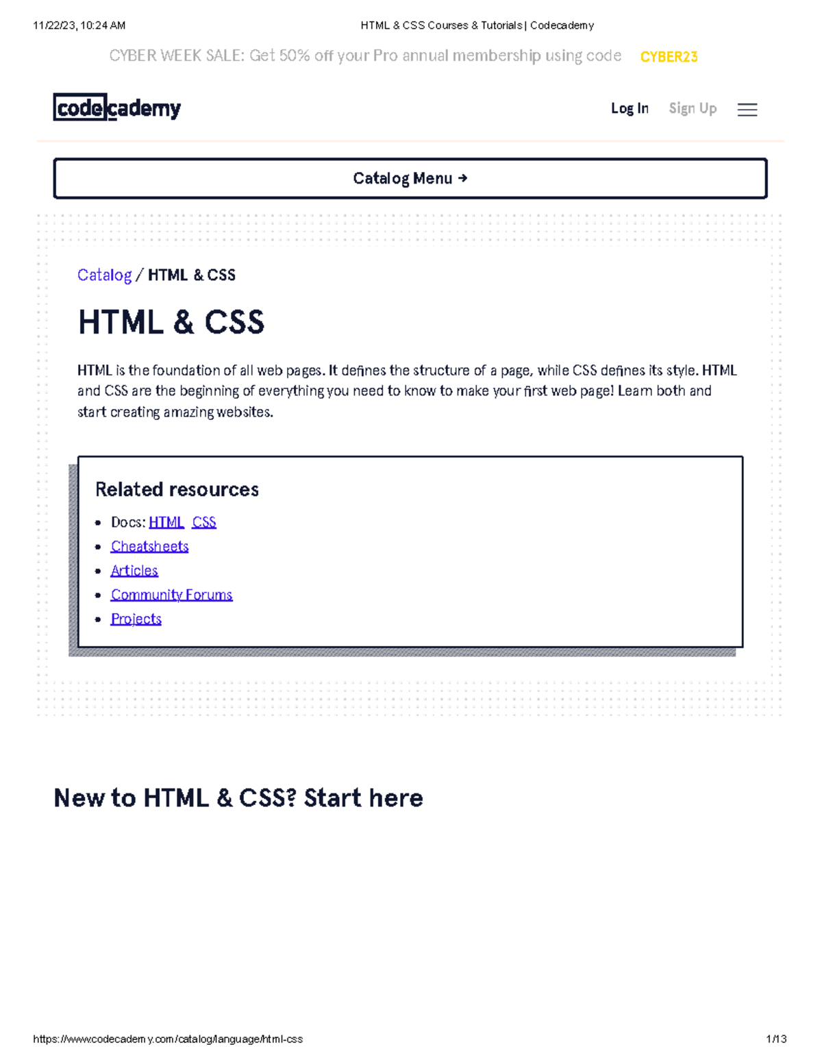 Html And Css Courses And Tutorials Codecademy Cyber Week Sale Get 50 O