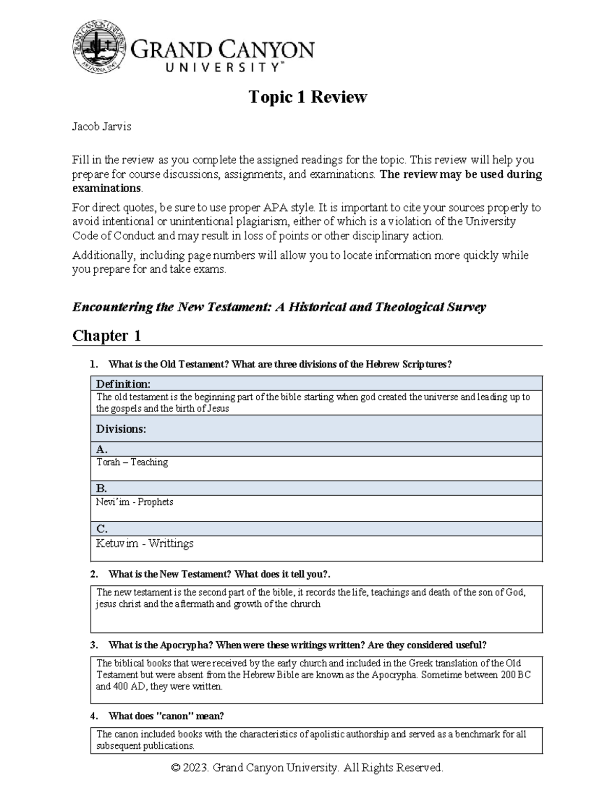 BIB-107-RS-T1Review-Jacob Jarvis - Topic 1 Review Jacob Jarvis Fill in ...