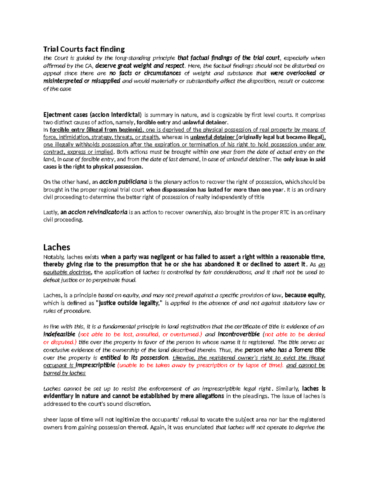 Doctrines and principles - Trial Courts fact finding the Court is ...