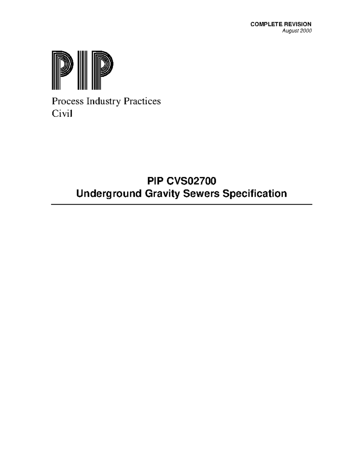 CVS02700( Gravity) - informe - COMPLETE REVISION August 2000 Process Industry Practices Civil ...