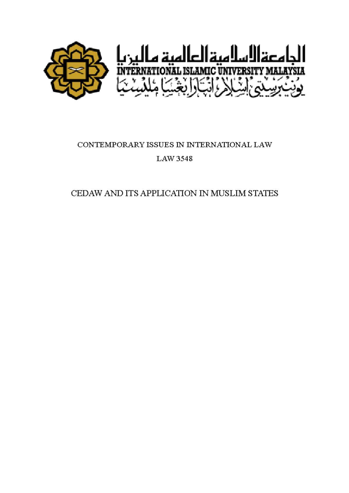 CEDAW's application in a newly independent Muslim State - CONTEMPORARY ...